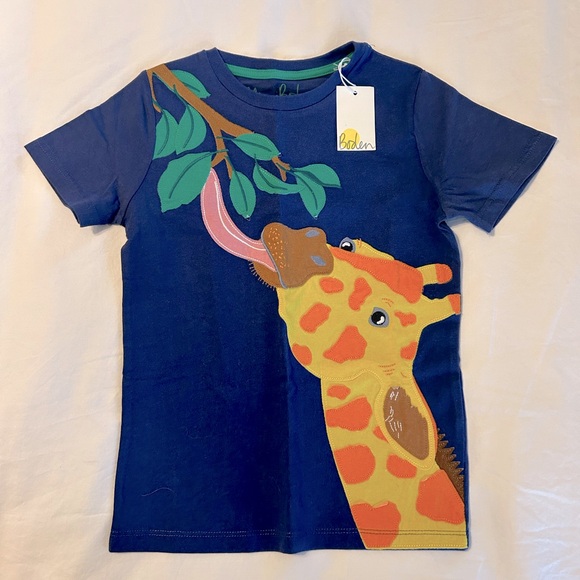 Mini Boden | Shirts & Tops | Nwt Mini Boden Giraffe Appliqu Tee Blue And Orange | Poshmark